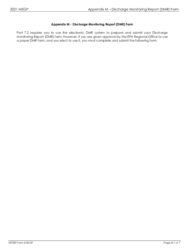 Fillable Online www2 deq idaho 2021 MSGP Appendix M Discharge ...