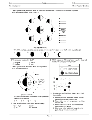 Fillable Online Unit 2: Astronomy Moon Practice Questions21.Which diagram best ... Fax Email ...