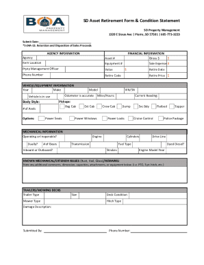 Fillable Online SD Asset Retirement Form & Condition Statement Fax ...