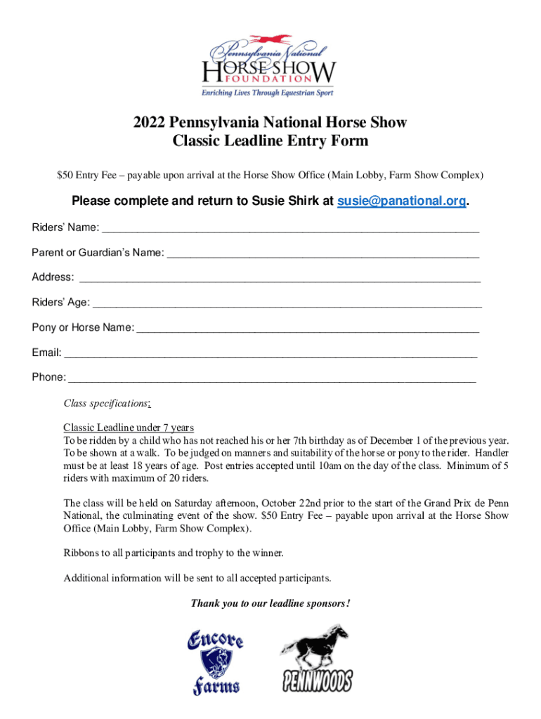 Fillable Online panational.orgckfinderuserfiles2022 Pennsylvania National Horse Show Classic ...