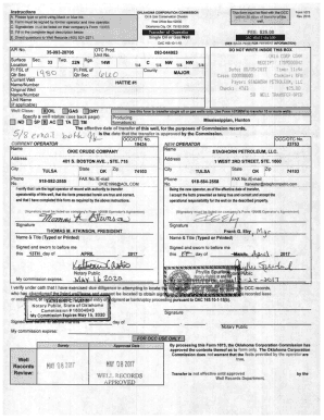 Fillable Online CURRENT OPERATOR NEW OPERATOR FOR OCC USE ONLY ... Fax ...