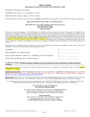 Fillable Online BID FORM - Lee County Southwest Florida Fax Email Print ...