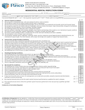 Fillable Online RESIDENTIAL RENTAL INSPECTION FORM Fax Email Print ...