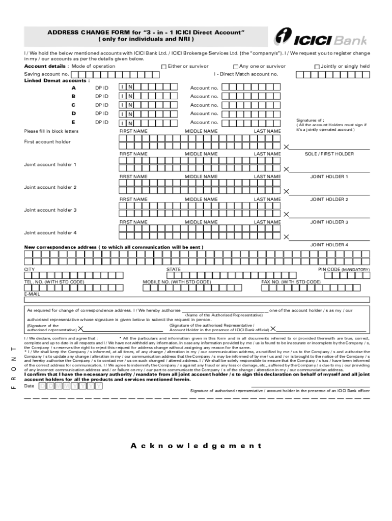 Fillable Online Request for Change of Address FORMS (To be submitted ...