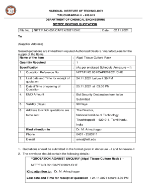 Fillable Online notice inviting quotation Fax Email Print - pdfFiller