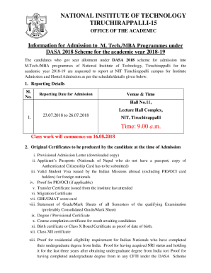 Fillable Online NIT Trichy - M.Tech / M.Arch - National Institute of ...