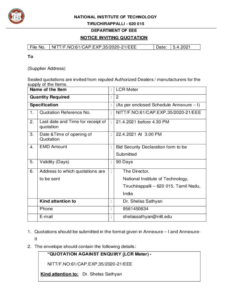 Fillable Online ICE Digital LCR Meter - National Institute of ...