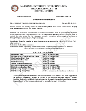 Fillable Online NIT Trichy - Hostels and Mess - National Institute of ...