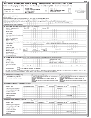 Fillable Online Ver 1.5 NATIONAL PENSION SYSTEM (NPS)SUBSCRIBER ...