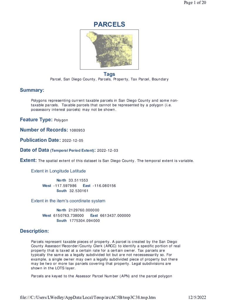 Fillable Online rdw sandag Parcel InformationDevelopment ServicesCity ...