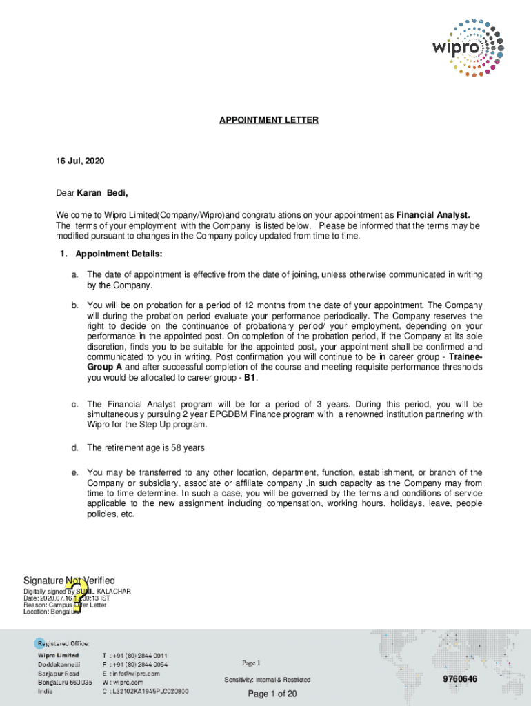 Fillable Online Welcome to Wipro Limited (Company/Wipro) and ...