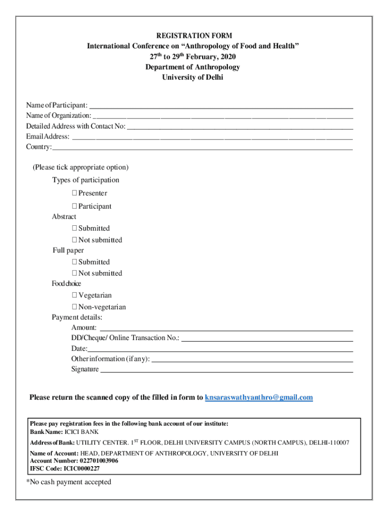 Fillable Online registration form - Delhi University Fax Email Print - pdfFiller