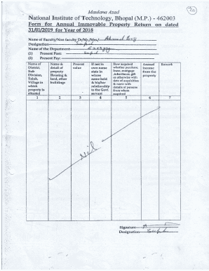 Fillable Online Form for Annual Immovable Property Return on dated Fax ...