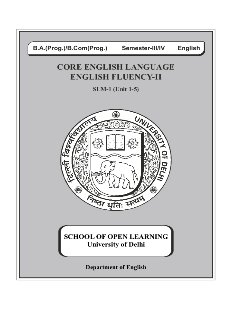 Fillable Online Fillable Online B.A (Prog. ) B.com (Prog.) English Fluency Semester 1st ... Fax ...