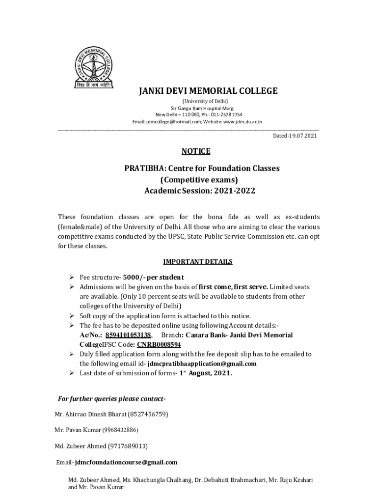 Fillable Online jdm du ac Janki Devi Memorial College: Ranking, Courses ...