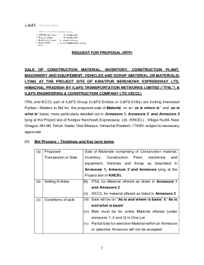 Fillable Online REQUEST FOR PROPOSAL (RFP) SALE OF CONSTRUCTION ...