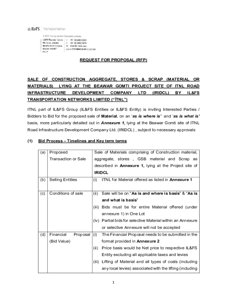 Fillable Online Request For Proposal (RFP) - Meaning, Examples ...