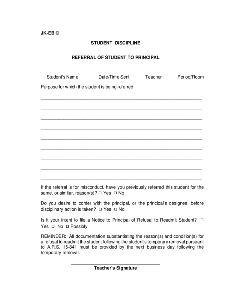 Fillable Online JK-E: Student Discipline - Arizona State Schools for the Deaf and Blind Fax ...