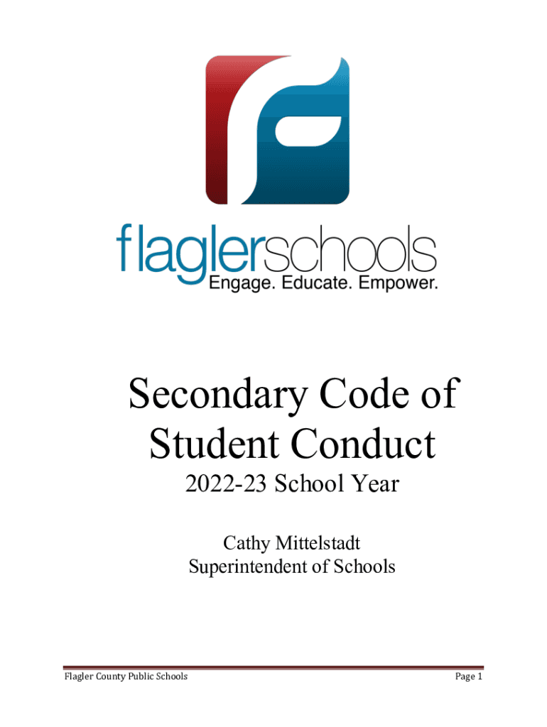 Fillable Online Secondary Code of Student Conduct - Flagler County ...
