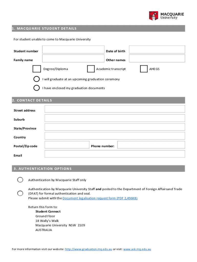 Fillable Online students mq edu Graduation Documents - Testamur and ...