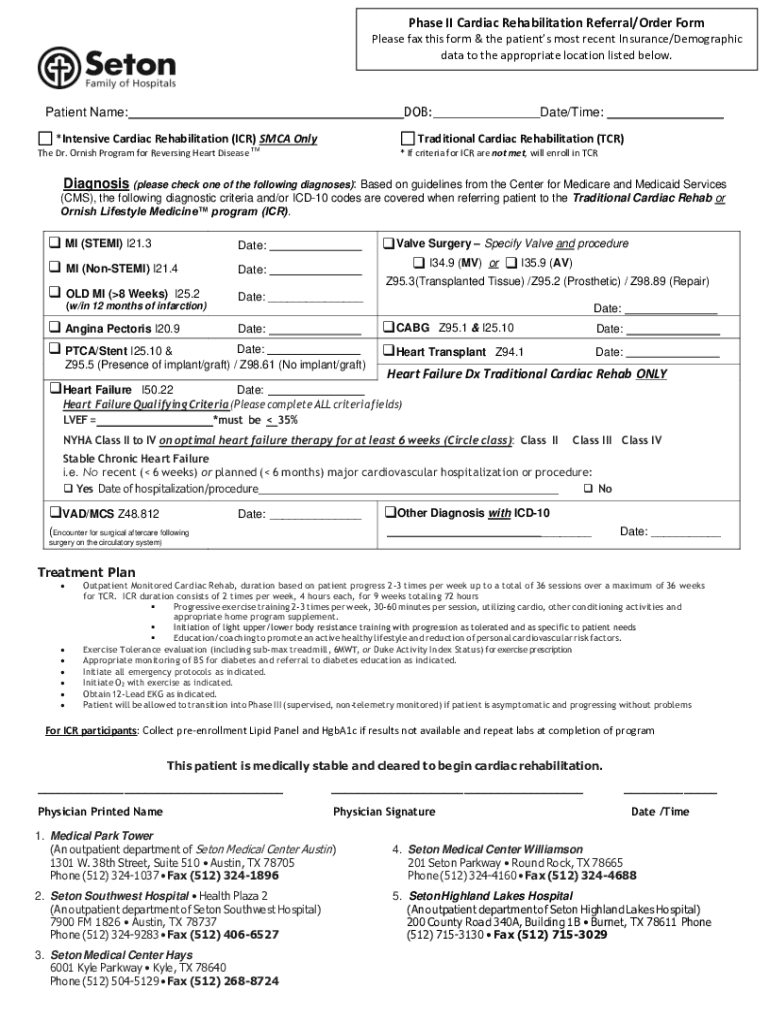 Fillable Online Fillable Online Phase II Cardiac Rehabilitation ...