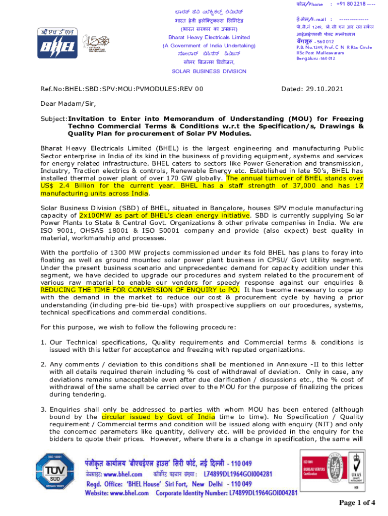 Fillable Online Bharat Heavy Electricals Limited (A Govt. of India ...