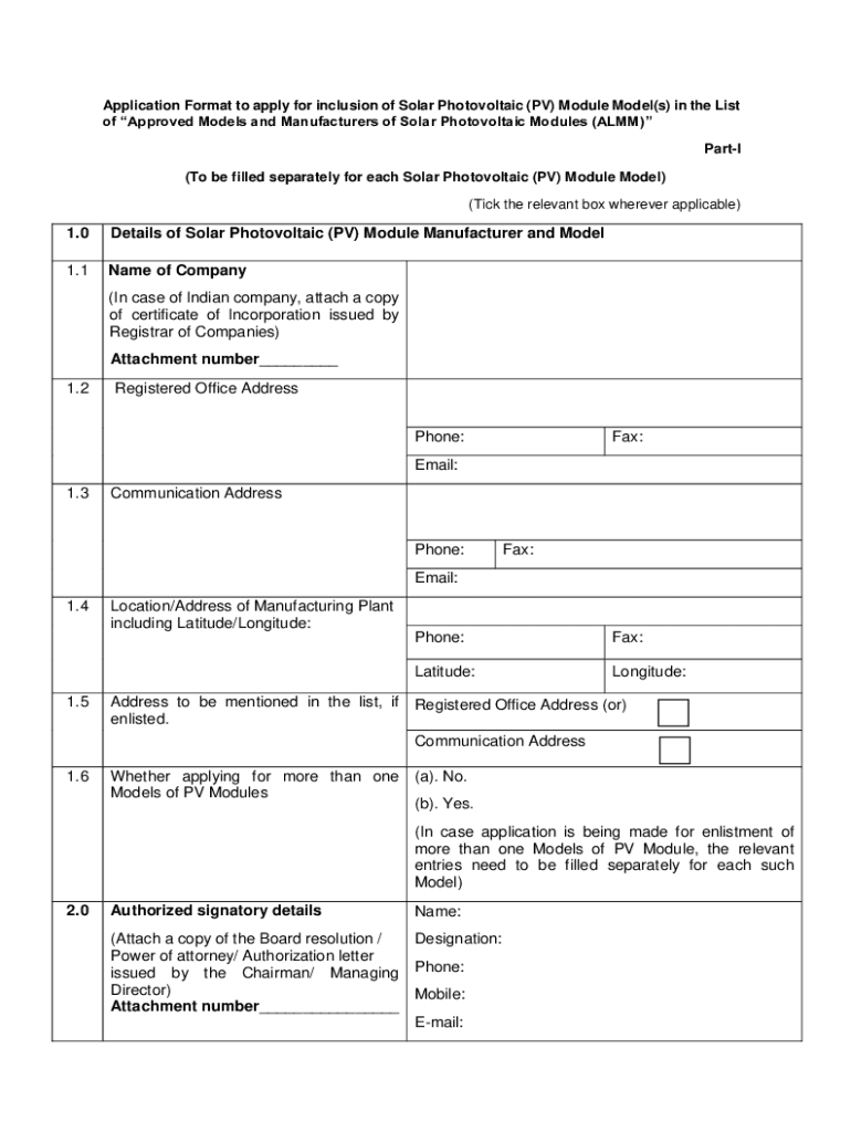 Fillable Online 1.0 Details of Solar Photovoltaic (PV) Module ...