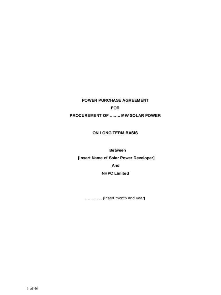 Fillable Online Solar Power Purchase Agreement and Request for ...