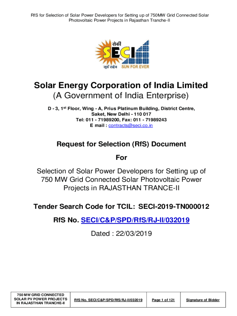 Fillable Online RfS Document For Selection of Solar Power Developers ...
