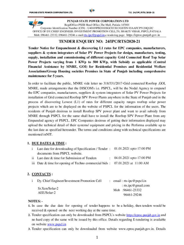 Fillable Online Punjab State Power Corporation Ltd - Service Provider ...