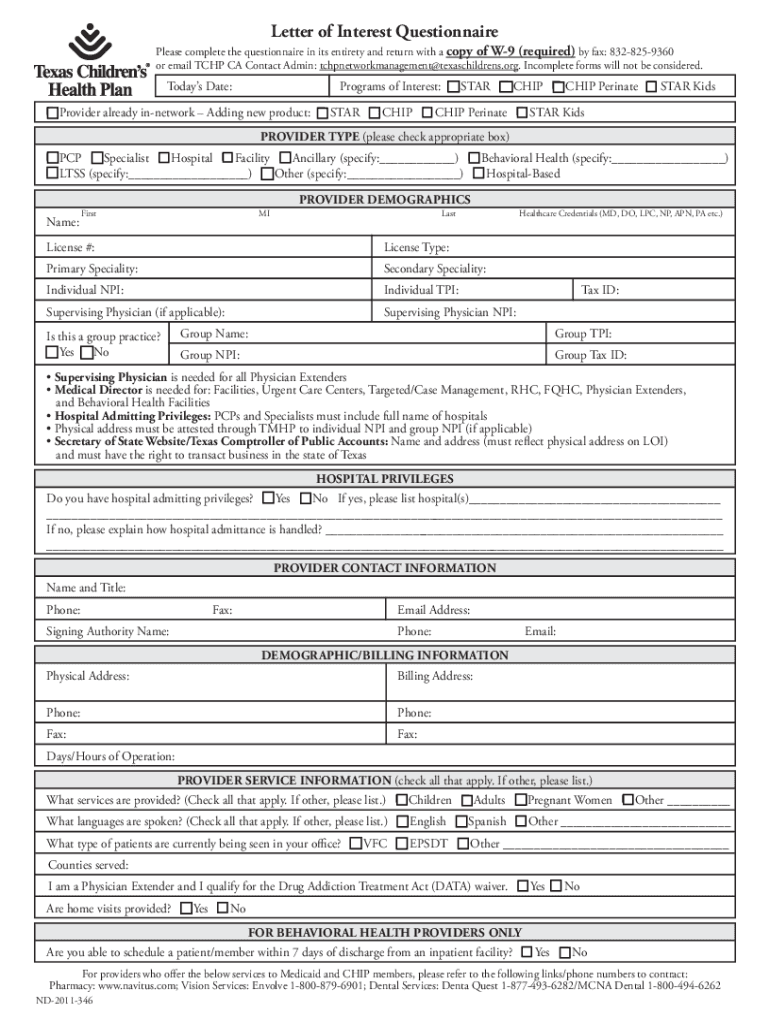 Fillable Online fill.ioLetter-of-Interest-QuestionnaireFill - Free ...