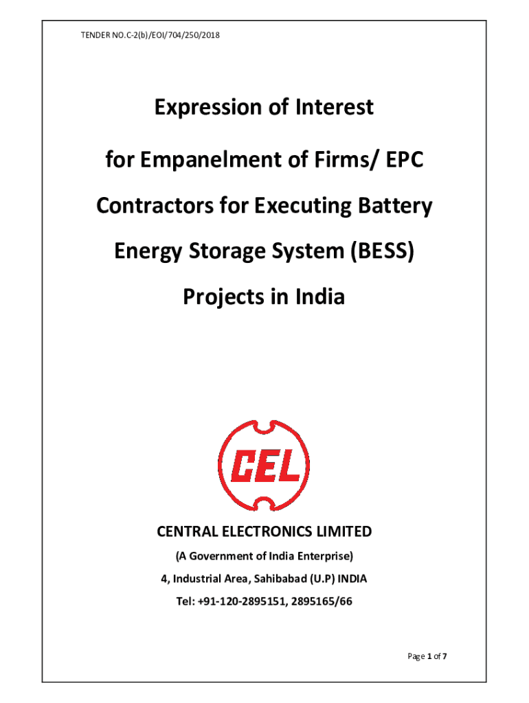 Fillable Online EPC Contractors for Executing Battery Energy Storage System ... Fax Email Print ...