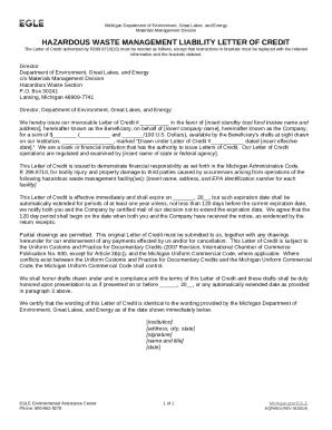 HAZARDOUS WASTE MANAGEMENT LIABILITY LETTER OF CREDIT Doc Template ...
