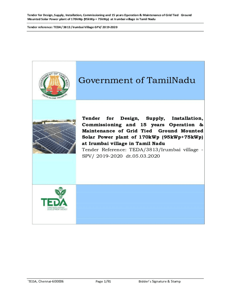 Fillable Online Tender for Design, Supply, Installation, Commissioning ...