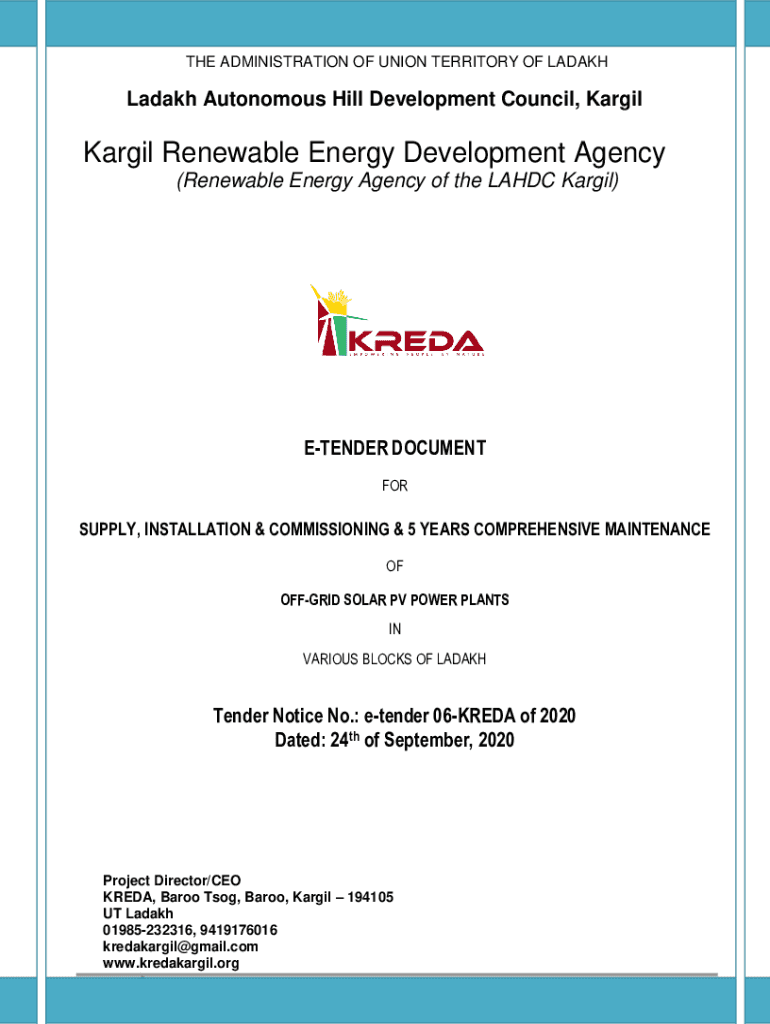 Fillable Online Kargil Renewable Energy Development Agency. (Renewable Energy Agency of the ...