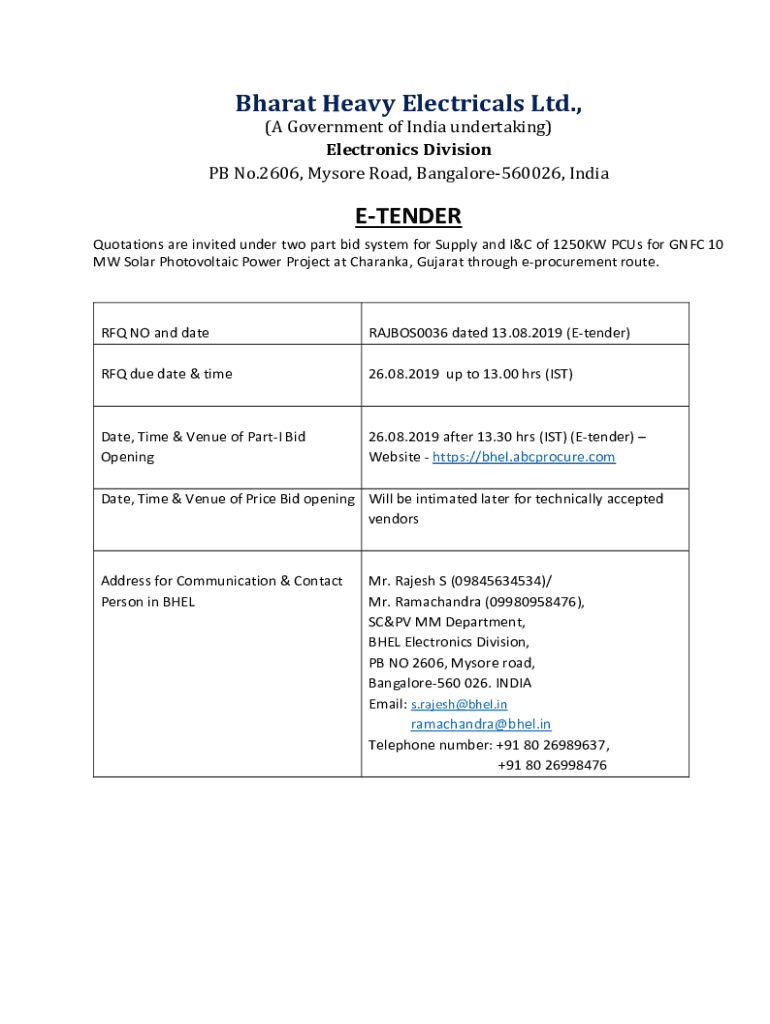 Fillable Online PART I TECHNICAL BID FORMAT OF COMPLIANCE STATEMENT OF ...