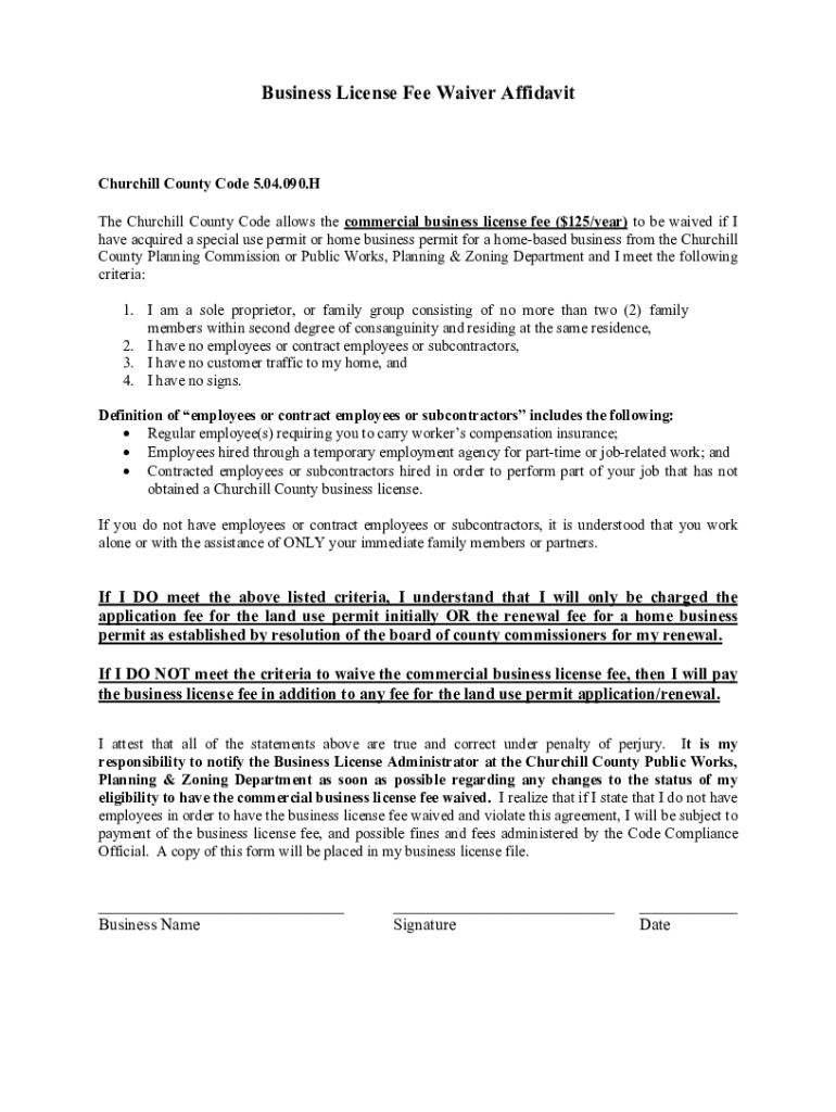 Fillable Online Fillable Online churchillcounty Business License Fee ...