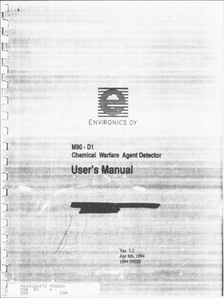 Fillable Online "Environic Oy M90-D1 Chemical Warfare Agent Detector ...