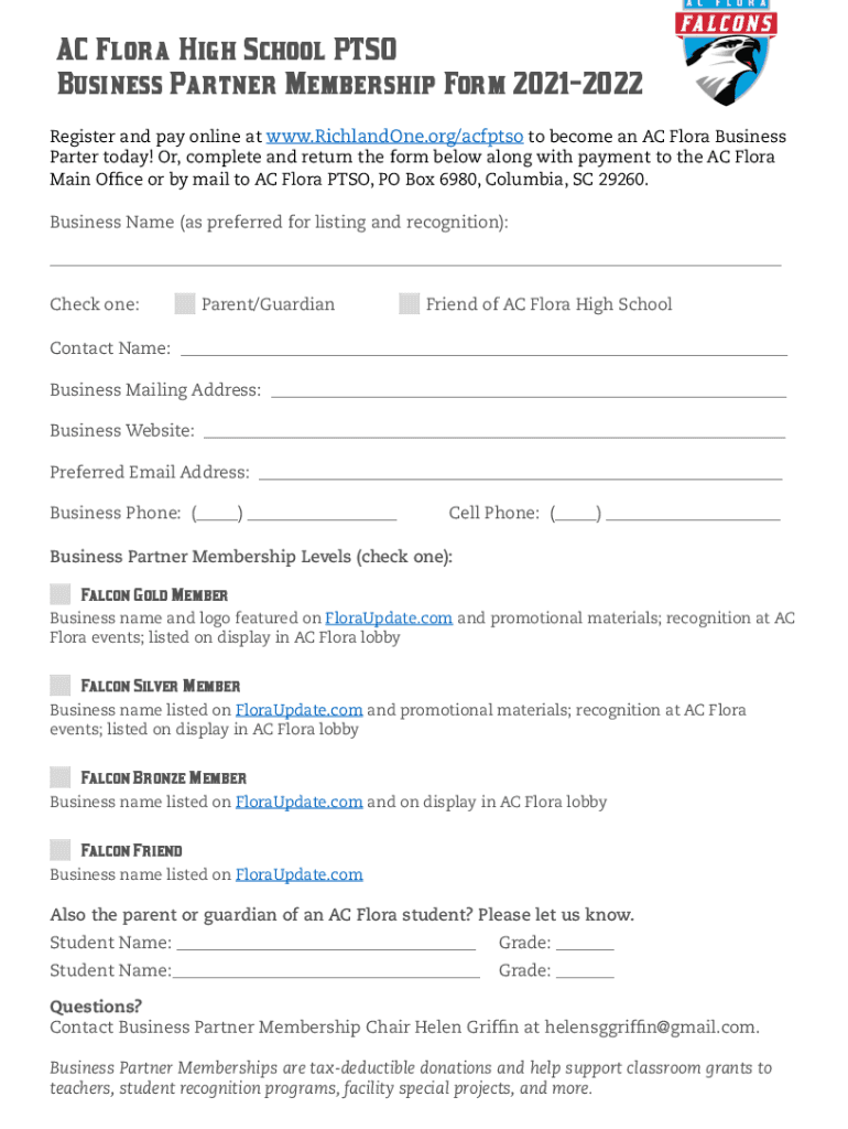 Fillable Online AC Flora PTSO Business Partner Form Fax Email Print ...
