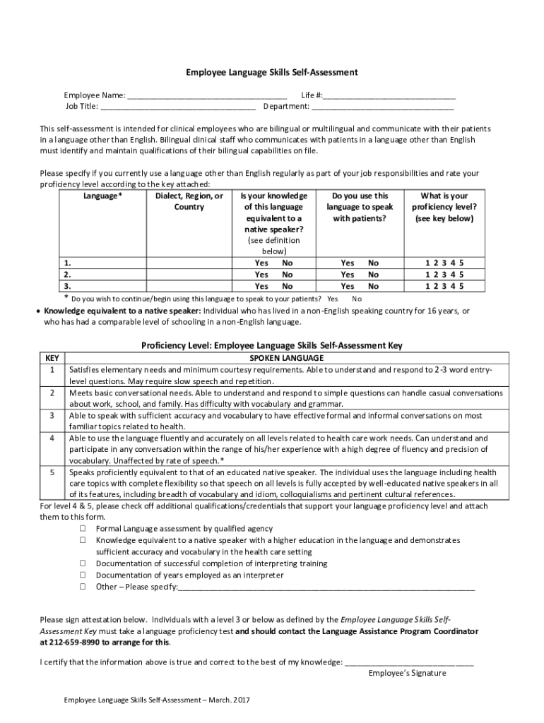Fillable Online Employee Self Assessments (With Template and Sample ...