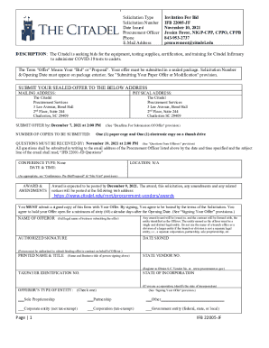 Fillable Online vr.citadel.edurootimagesSolicitation Type Request for ...