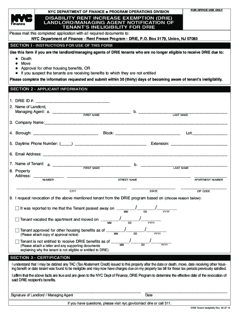Fillable Online www1.nyc.govdrie-initial-application-onlyOFFICE USE ONLY: APPROVED DENIED ...