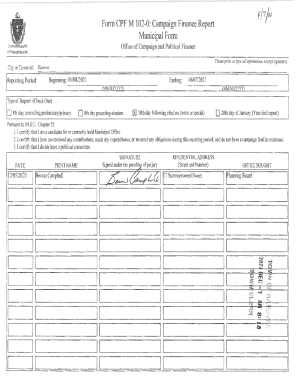 Fillable Online Form CPF M 102-0: Campaign Finance Report Municipal ...