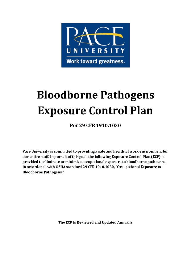 Fillable Online Bloodborne Pathogens Exposure Control Plan - University ...