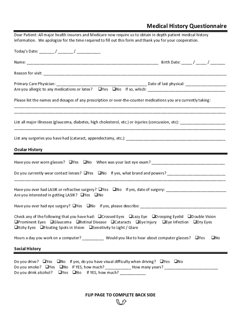 Fillable Online 43 Medical Health History Forms PDF ...