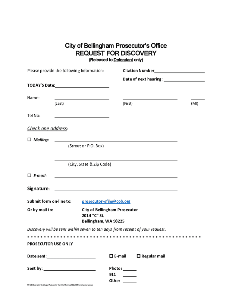 Office of the City Attorney - City of Bellingham: Fill out & sign ...