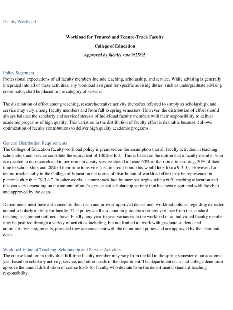 Fillable Online Faculty Workload and Workload EquivalentsKent State University Fax Email Print ...