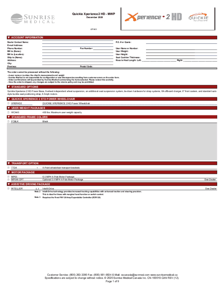 Fillable Online Quickie Xperience2 HD - MWP Fax Email Print - pdfFiller