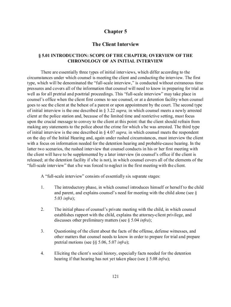 Fillable Online The Initial Client Interview IntroductionDraft the Introduction for Chapter 5 ...
