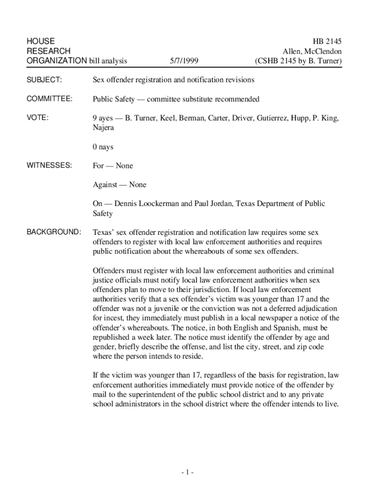 Fillable Online hro.house.texas.govBillAnalysisHouse Research ...